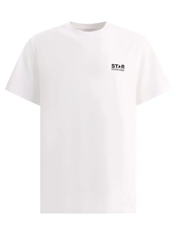 Golden Goose Star Collection T-shirt With Contrasting Logo And Star - White