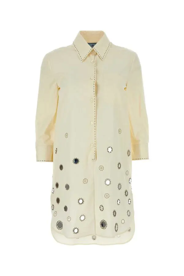 Prada Cotton Shirt Dress - Beige O Tan