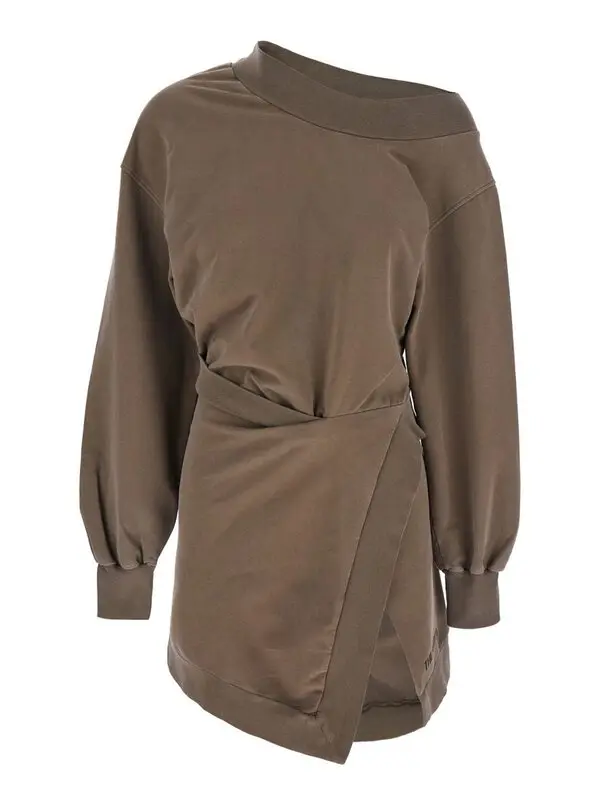 Attico Off-the-shoulder Mini Dress - Fade Brown