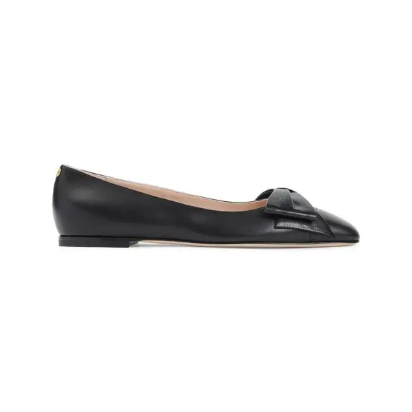 Valentino Garavani Leather Ballerinas With Bow - Black