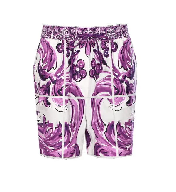 Dolce & Gabbana Maiolica Print Shorts - Purple