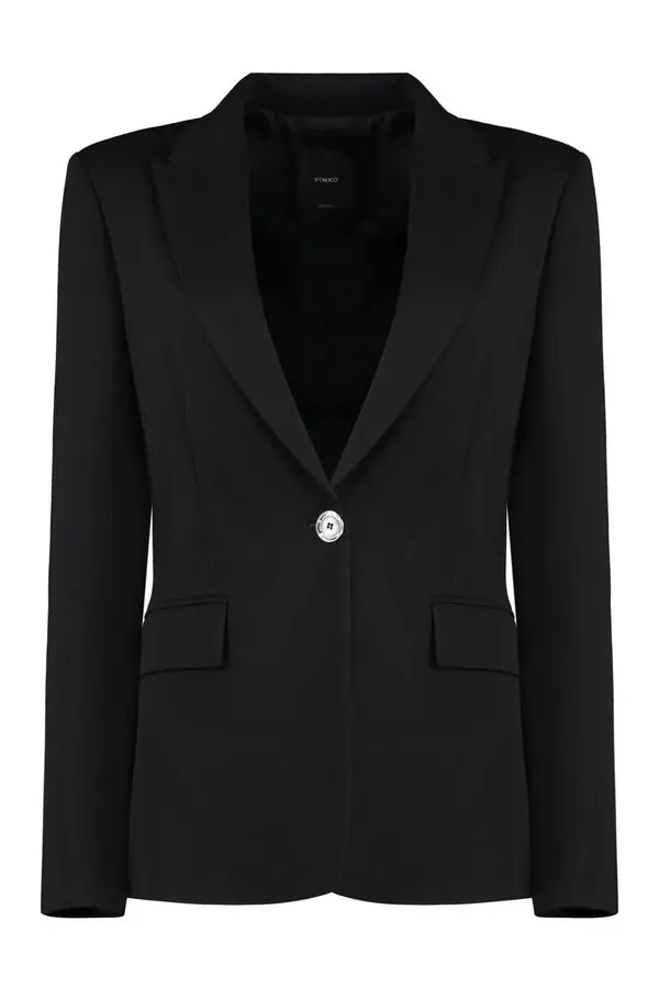 Pinko Signum Single-breasted Viscose Blazer - Black