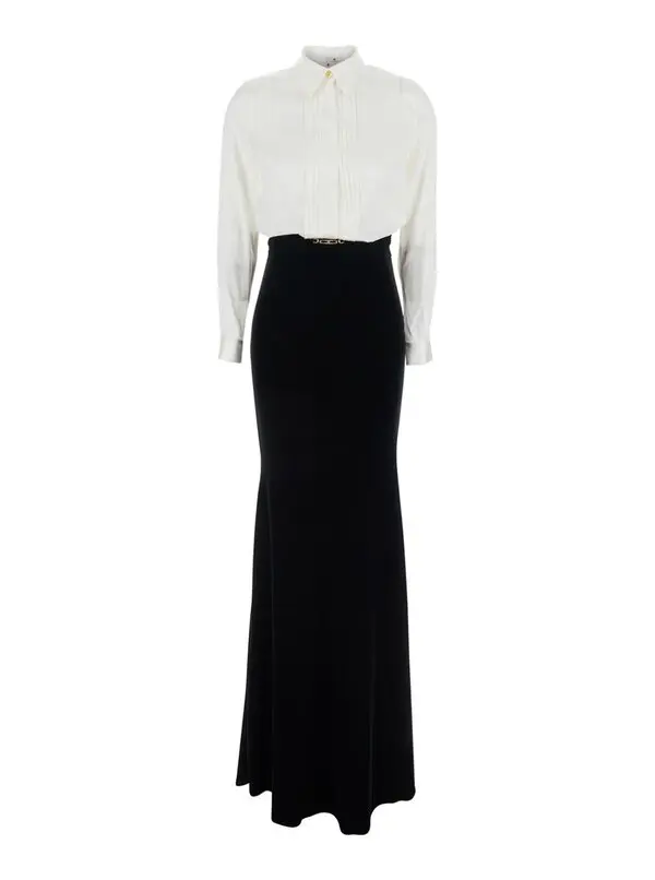 Elisabetta Franchi Long Dress With Metallic Detail