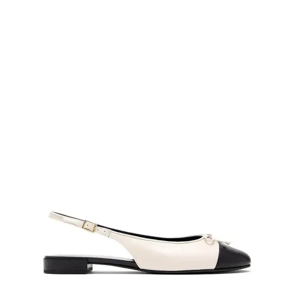 Tory Burch Cap-toe Slingback Ballerinas - Lt Crm Prf Blk