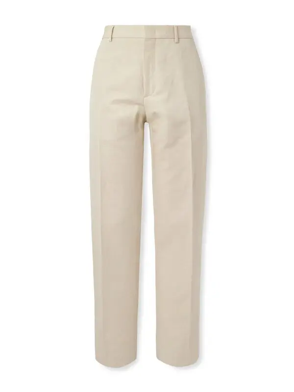 Loro Piana Cedric Tapered Cotton And Linen-blend Canvas Trousers - Neutrals