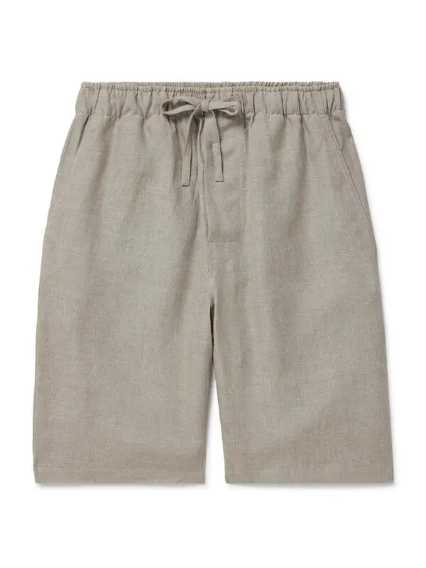 DE PETRILLO Slim-fit Straight-leg Linen Drawstring Shorts - Neutrals