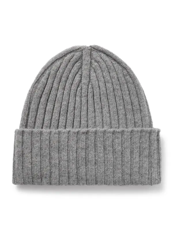 DE PETRILLO Ribbed Wool And Cashmere-blend Beanie - Gray