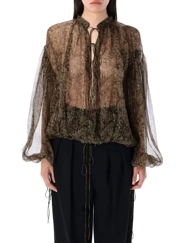 Saint Laurent Cashmere Print Blouse