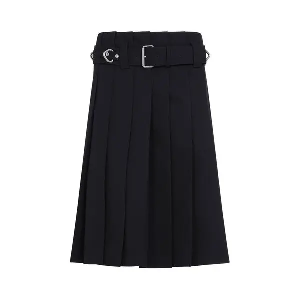 Prada Midi Virgin Wool Skirt In Blue - 28% Off | Editorialist