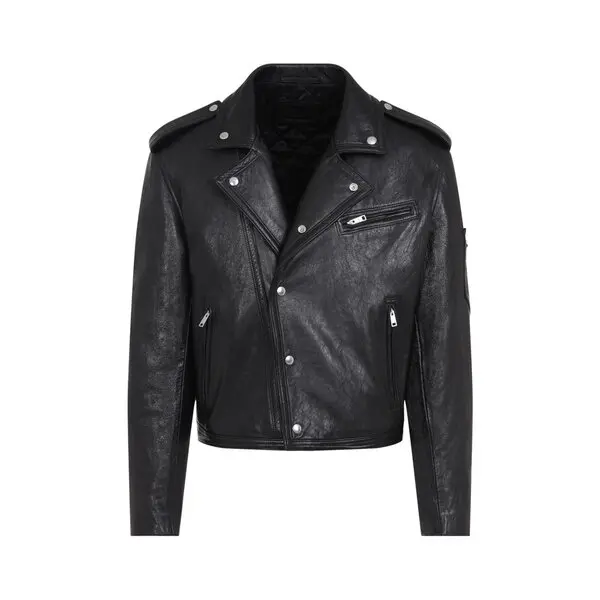Prada Goat Leather Biker Jacket - Black