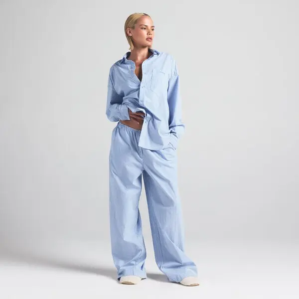 SKIMS Cotton Poplin Sleep Set - Cadet Stripe