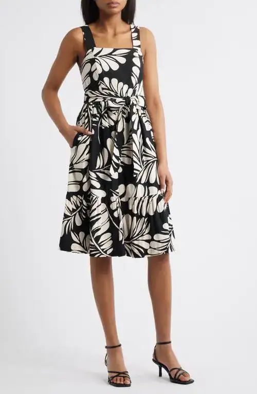 Anne Klein Square Neck Fit & Flare Dress In Anne Black/ Egret - 30% Off |  Editorialist