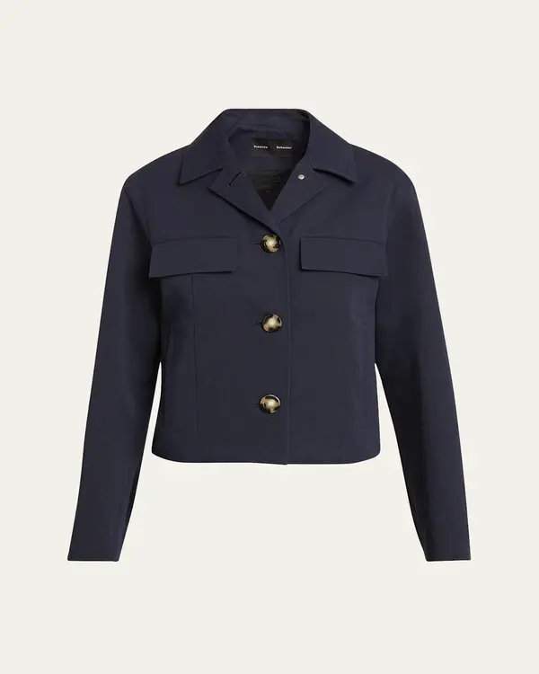 Proenza Schouler Thelma Cotton Linen Suiting Jacket - Navy