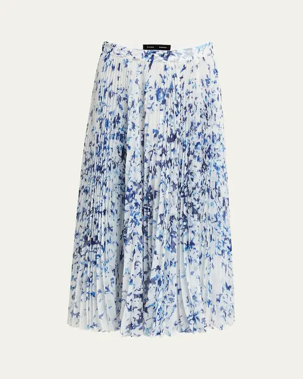 Proenza Schouler Cecily Printed Crinkle Chiffon Skirt - Off White Multi