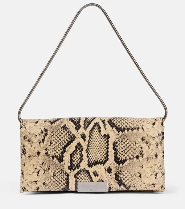JIL SANDER Carnet Snake-effect Leather Clutch
