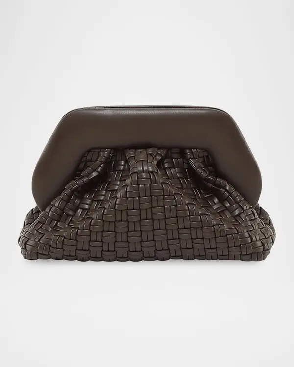 THEMOIRE Tia Micro Woven Vegan Fabric Clutch - Tia Micro Weaved Ebony