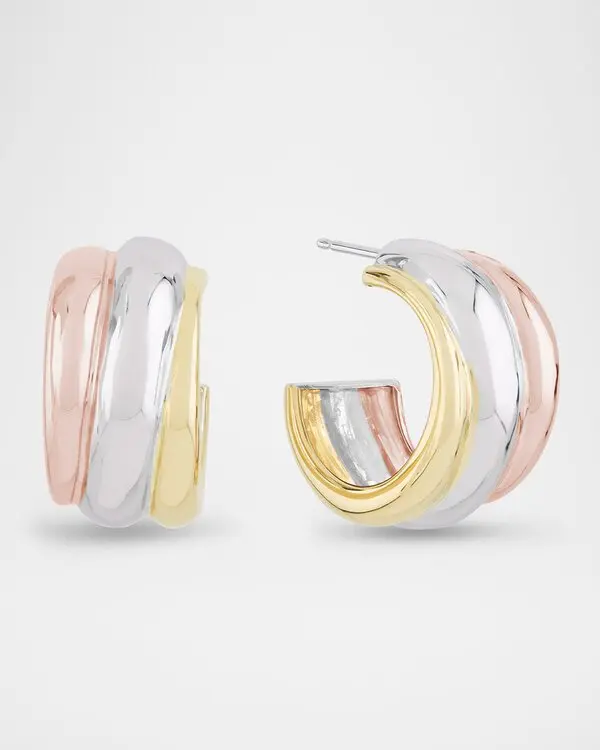 Lana Jewelry 14k Tri-gold Three-row Bubble Huggie Earrings