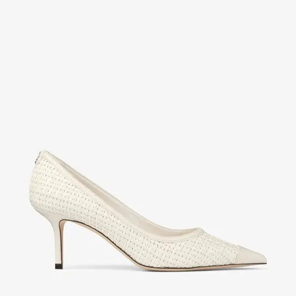 JIMMY CHOO Love 65 Latte Raffia And Leather Pumps