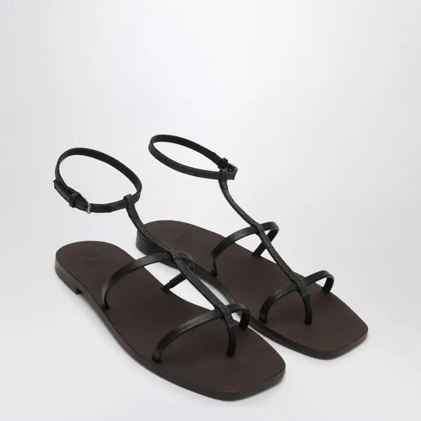 Brunello Cucinelli Sandals With Precious Strap In Black - 21