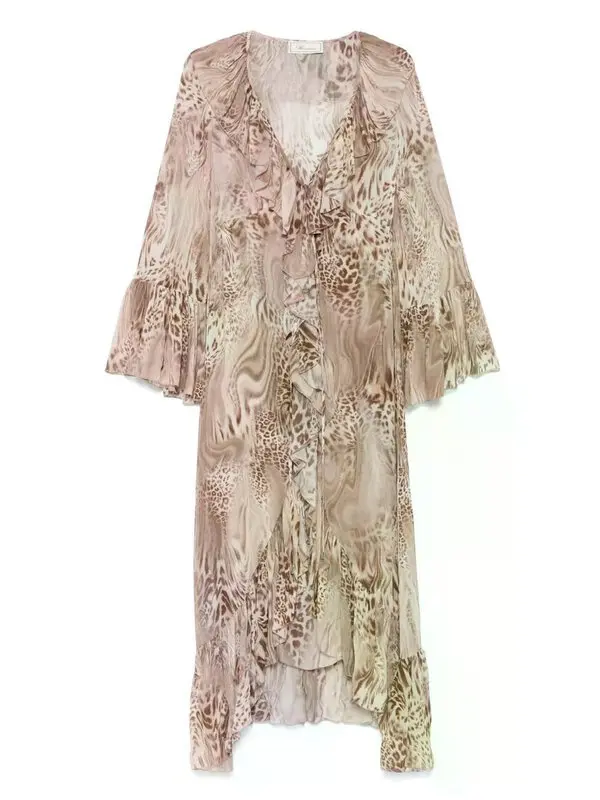 Blumarine Printed Chiffon Maxi Dress - Neutrals