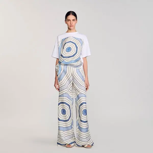 Sandro Spiral Print T-shirt - Sky Blue