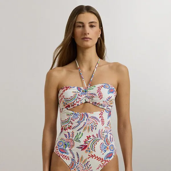 Ralph Lauren Floral Cutout Bandeau One-Piece In Multi 26% Off