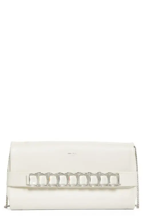 JIMMY CHOO Kya Crystal Embellished Clutch - Latte/ Crystal