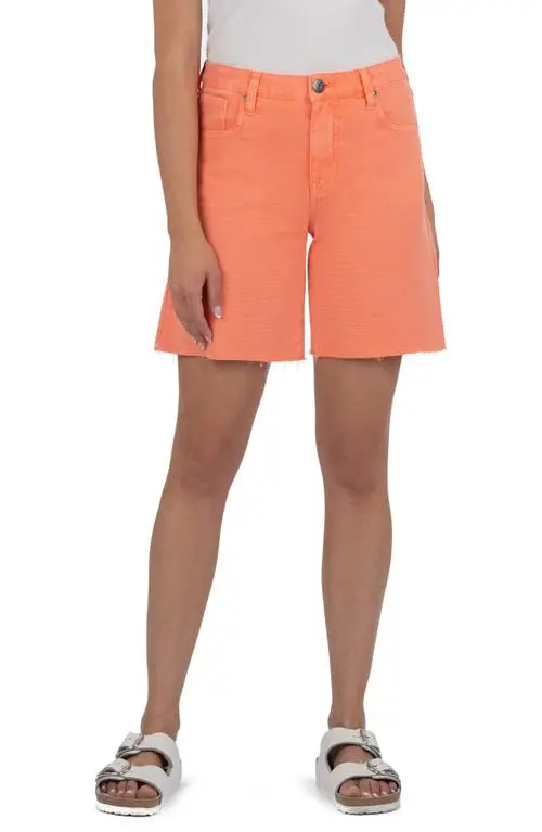 Kut From The Kloth Hailey Raw Hem Denim Bermuda Shorts - Positano Orange