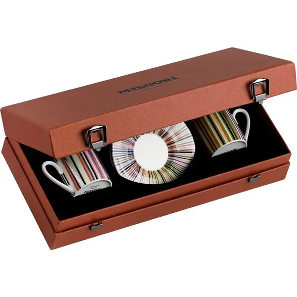 MISSONI HOME TABLEWARE Coffee Cup & Saucer Stripes Set Of 2 In Luxury Box Jenkins 156 Diam. 2.3", H 2.5", Cap. 4 Oz