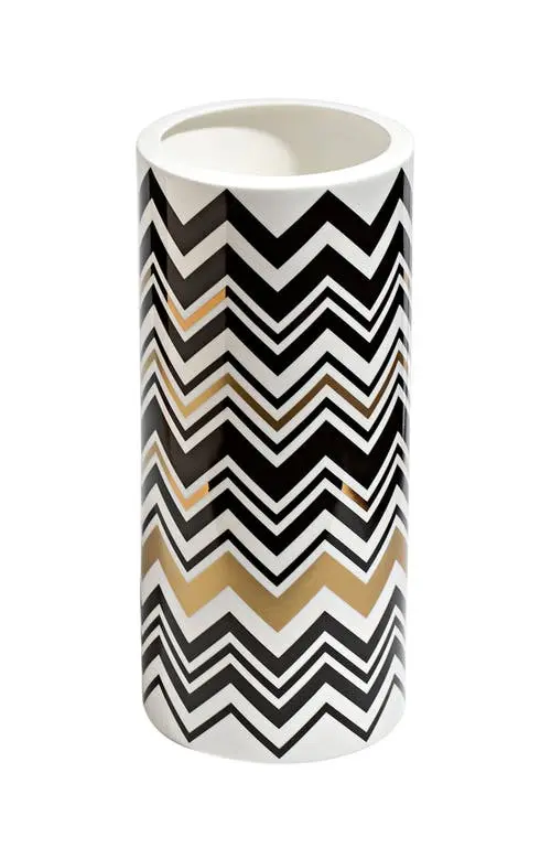 MISSONI HOME TABLEWARE High Vase Zig Zag Gold Diam. 6.3