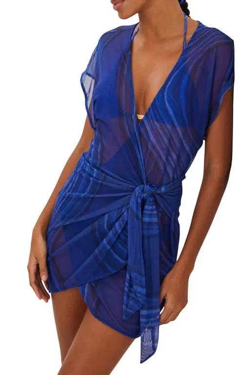 VIX PAULA HERMANNY Gemstone Emily Short Sleeve Mesh Cover-up Minidress