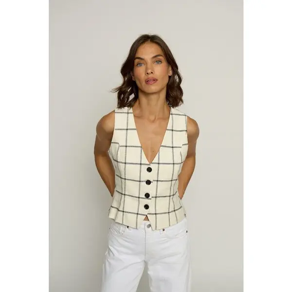 Central Park West Two-tone Linen Vest