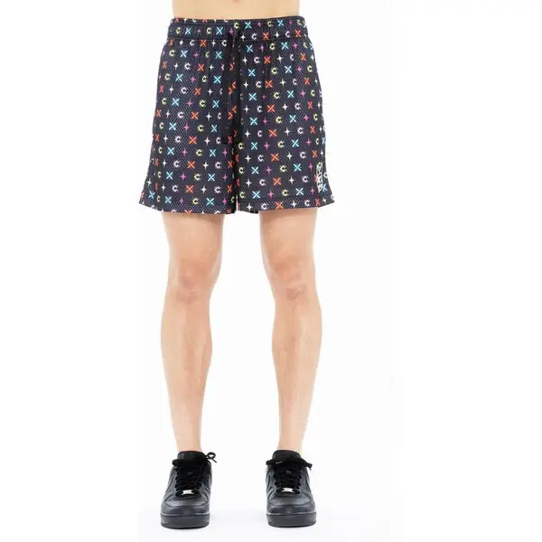 CULT OF INDIVIDUALITY Logo Mesh Shorts - Repeat Pattern Black