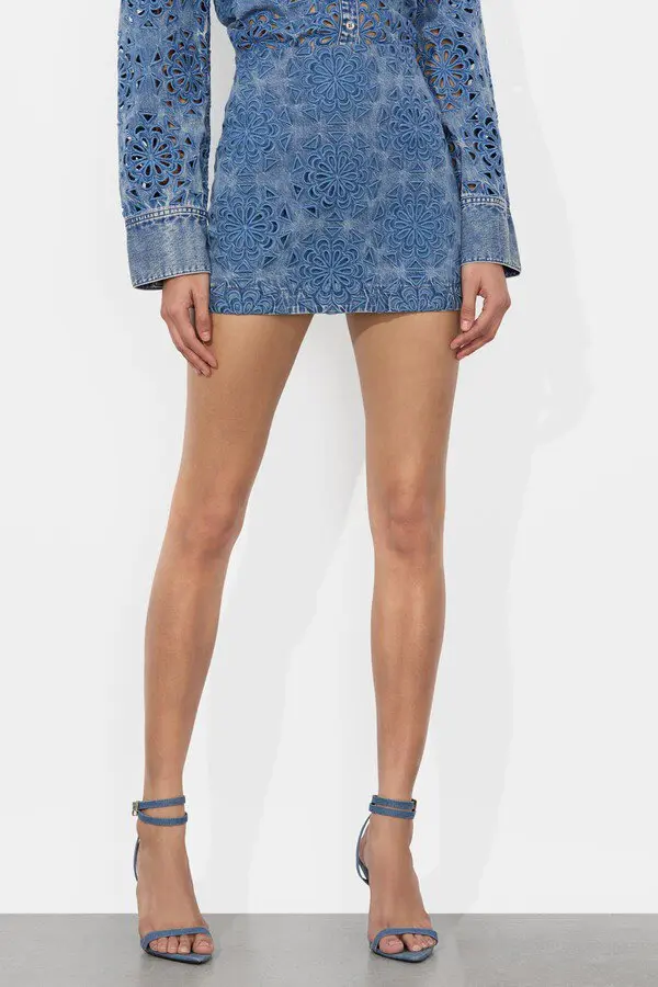 Alice + Olivia Rubi Micro Mini Skirt - Denim