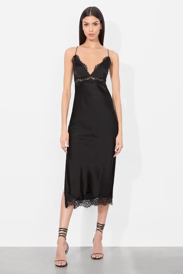 Alice + Olivia Zaira Lace Slip Midi Dress
