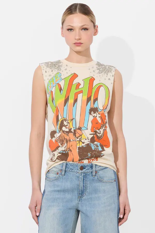 Alice + Olivia Micah Muscle Tank - Neutral