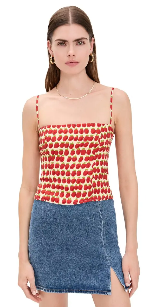 REFORMATION Overland Square Neck Top - Fresh Tomato
