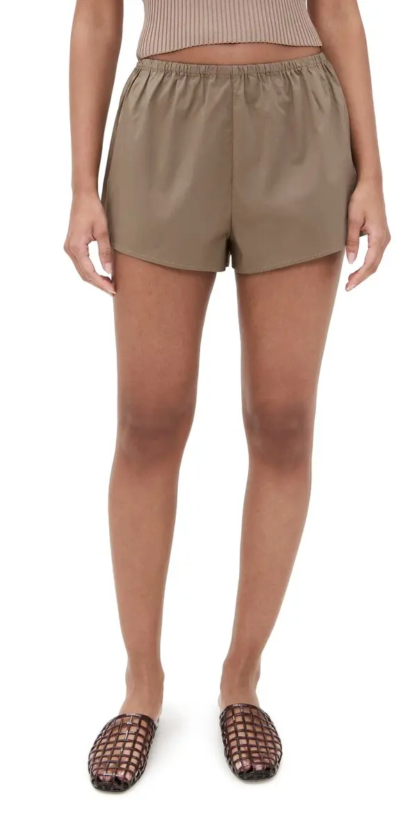 Staud Stretch Poplin Paddle Shorts - Taupe