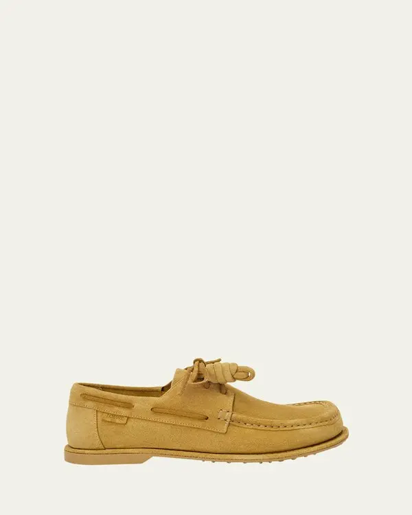 Loewe Campo Suede Boat Shoes With Flamenco Knot - Medium Tabacco
