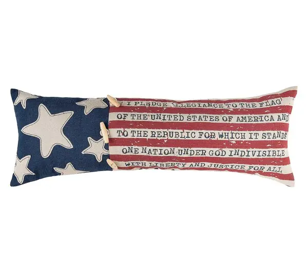 VALERIE PARR HILL 28' X 10' Patriotic Flag Embroidered Throw Pill Ow Valerie