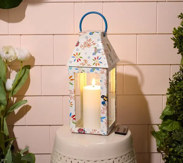 TEMP-TATIONS As Is Seasonal 15.75' Metal Lant W/ Led Candle