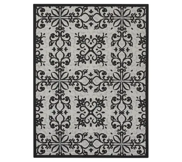 NOURISON HOME Home Modern Demask Print In/outdoor 5'3' X 7' Rug