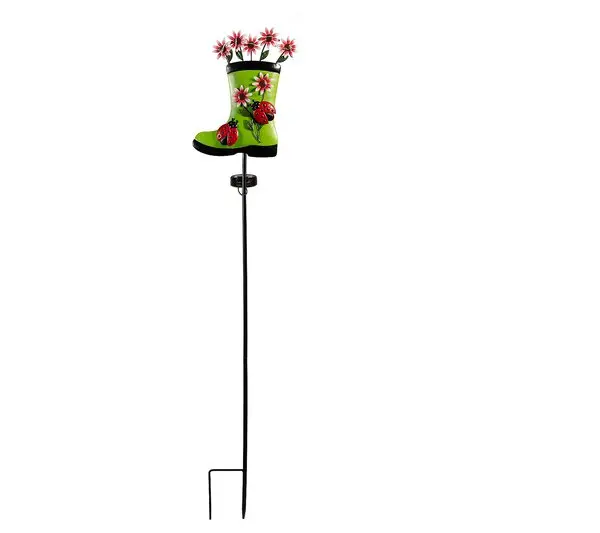 PLOW & HEARTH As Is Rainboot Solar Gardenstake