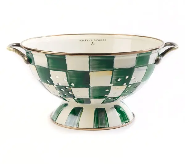 MACKENZIE-CHILDS Emerald Check Large Colander - One-color