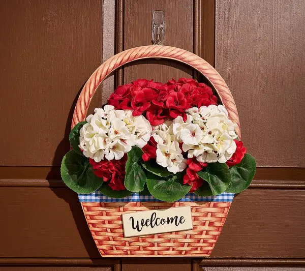 VALERIE PARR HILL As Is Summer Welcome Sign With Geraniums Valerie