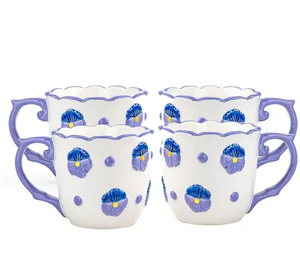 10 STRAWBERRY STREET Scroll Handle Set Of 4 Mug S