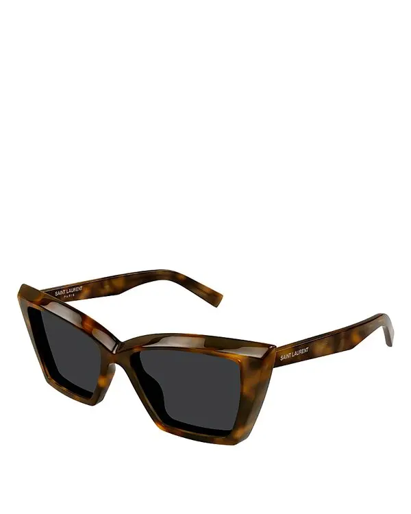 Saint Laurent Lignes Pointues Cat Eye Sunglasses, 54mm - Havana/gray Solid