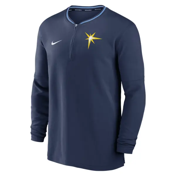 Nike Tampa Bay Rays Authentic Collection Dri-fit Mlb 1/2-zip Long-sleeve Top - Blue