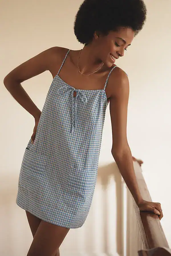 blue dress for baby girl Capulet Anthropologie Gingham Baby Blue Coat/Cape (S) – The Thrifty Hippy