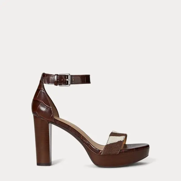 Ralph Lauren Sylvia Zebra-print Embossed Sandal